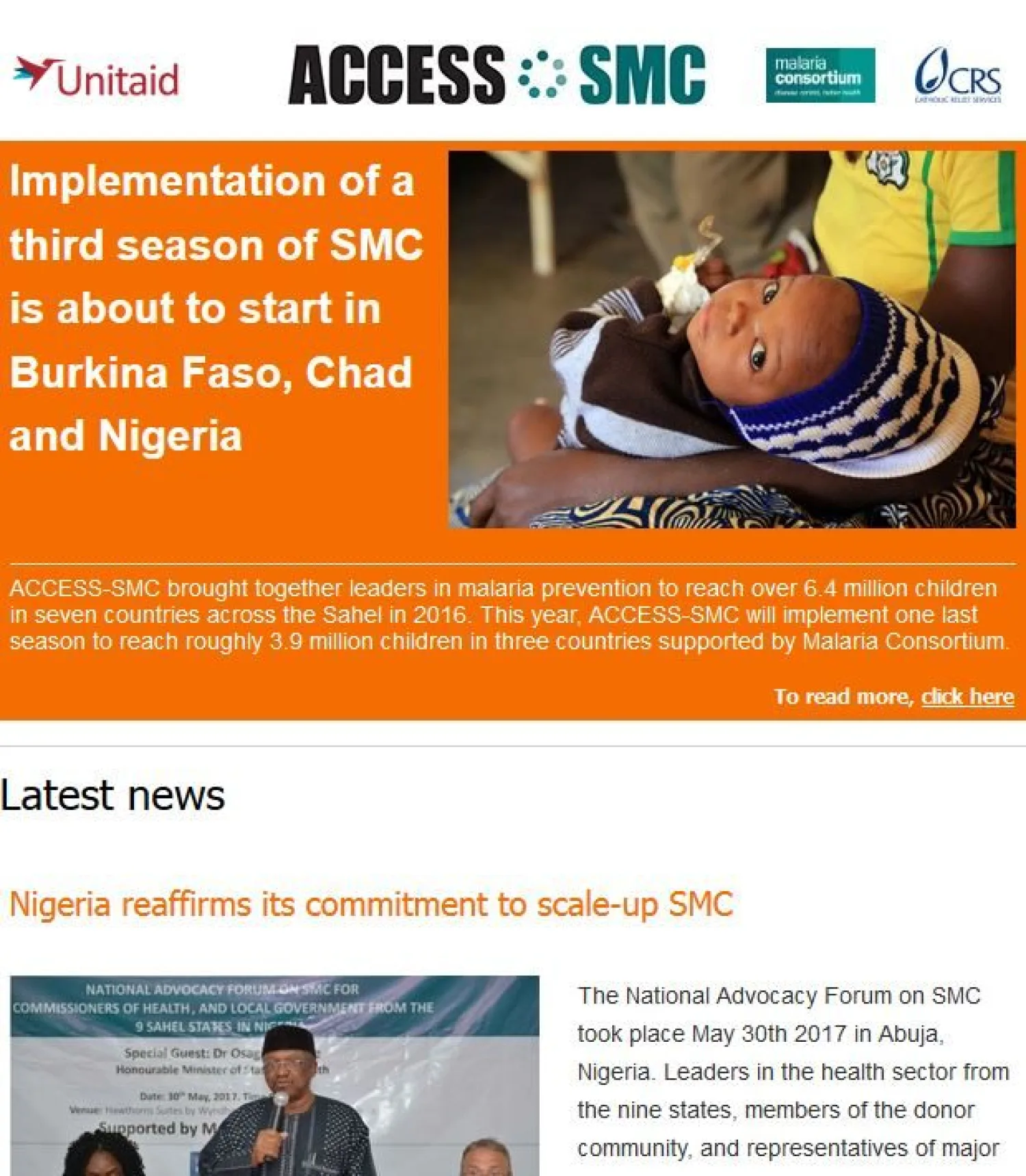 ACCESS-SMC June 2017 newsletter - Malaria Consortium