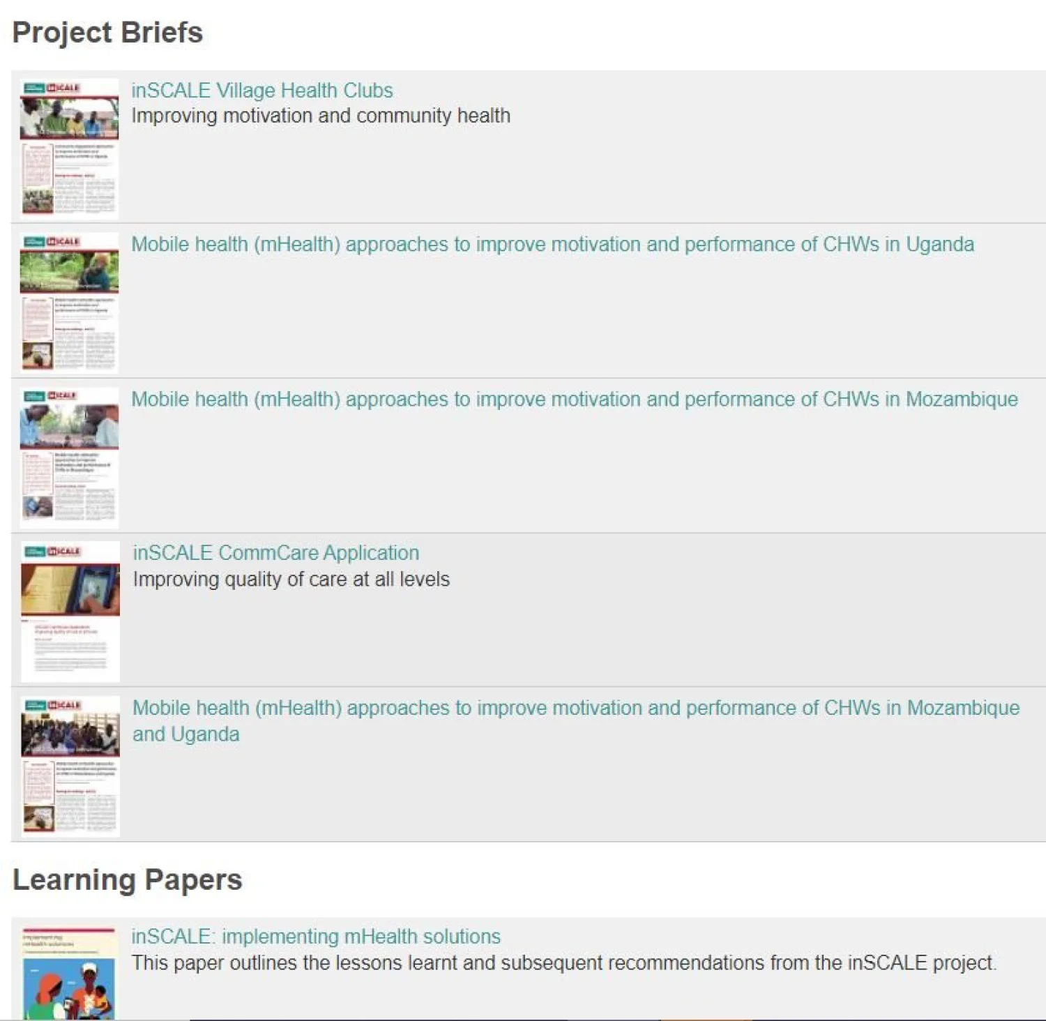 InScale reports and documentation | Malaria Consortium