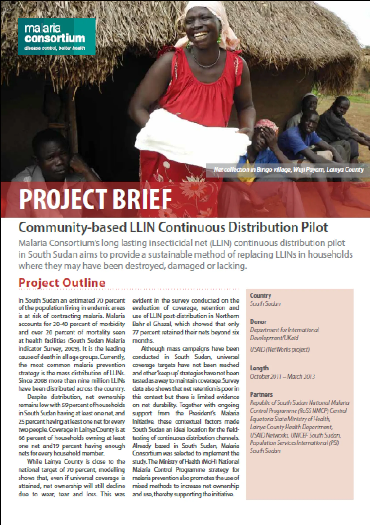 South Sudan: Community-based LLIN Continuous Distribution Pilot ...